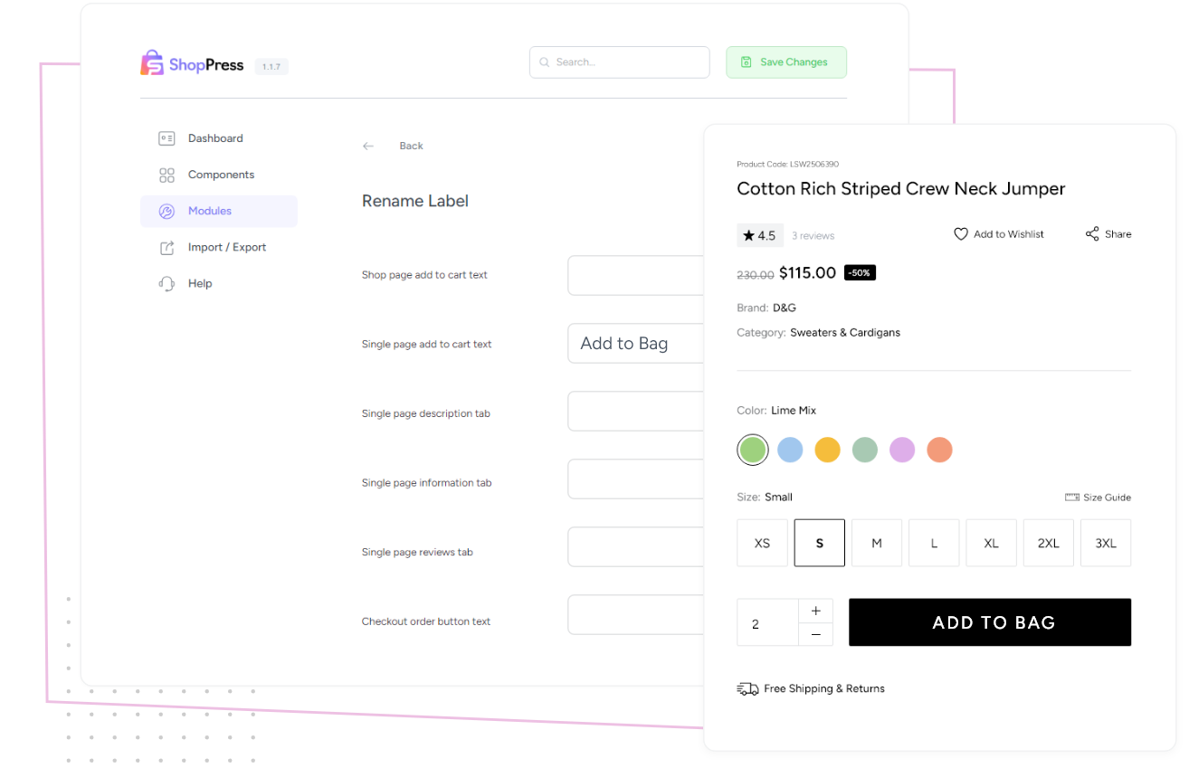 Rename Label - ShopPress